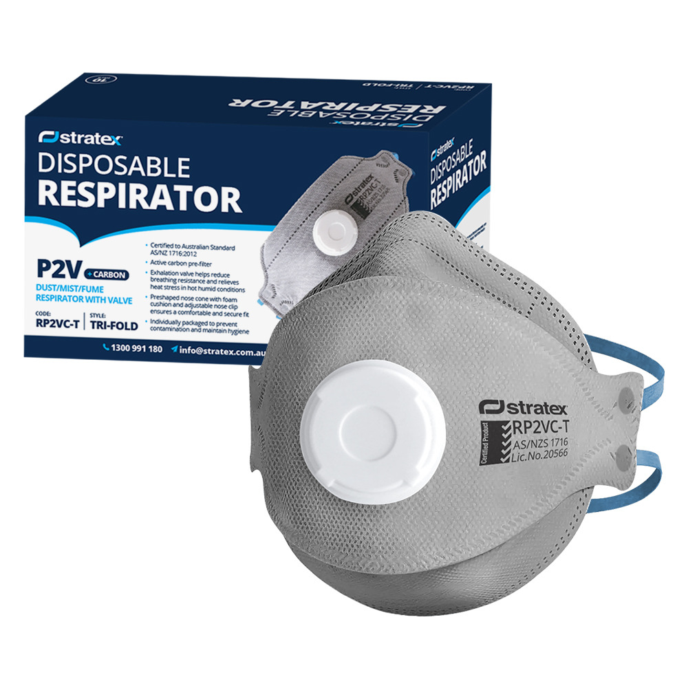 Disposable P2V Carbon Respirator - Tri-Fold (10 Pack) | Stratex
