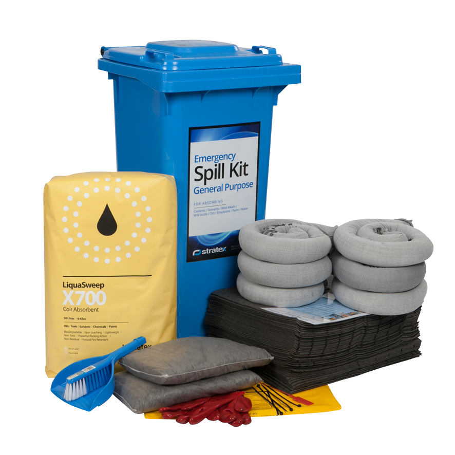 120L Wheeled Bin Standard Spill Kit - Oil & Fuel | Stratex