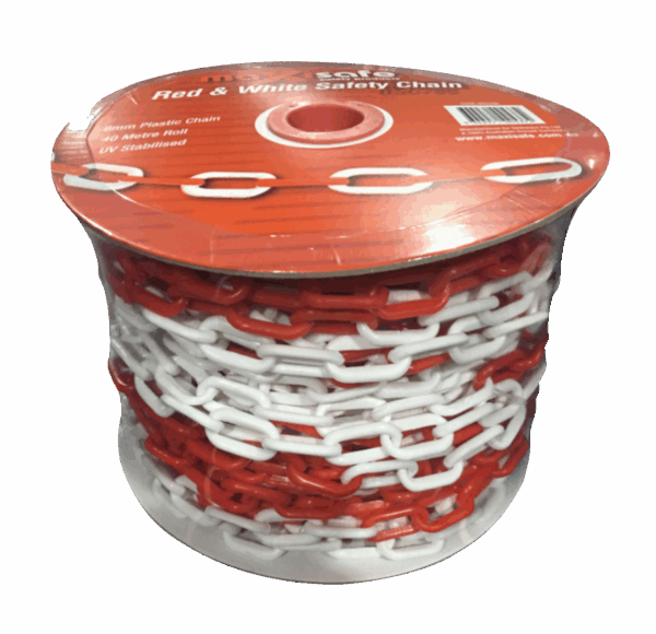 Heavy Duty Safety Chain 6mm x 40m - Red / White | Stratex