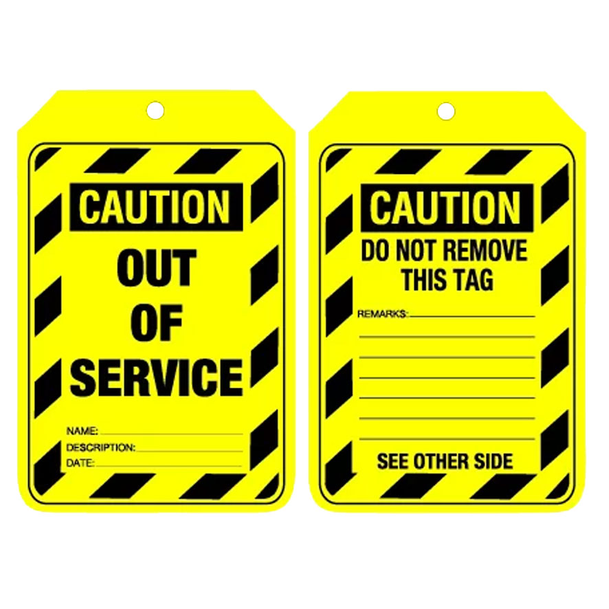 Caution Out of Service Tags - 90 x 140mm (100 Pack) | Stratex